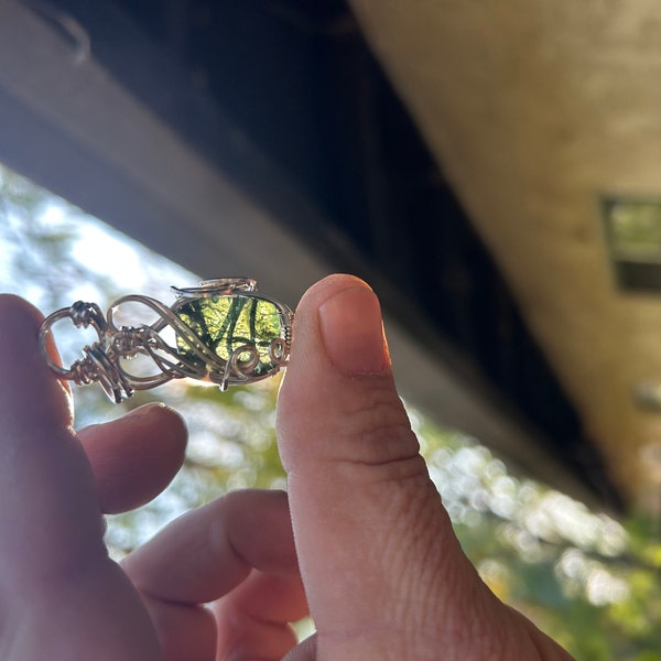 Black Tourmaline Necklace Wire Wrap Pendant Copper Jewelry Tyet Style ...