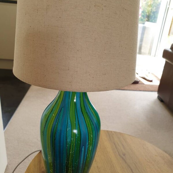 Hand Painted Large Table Lamp, Home Decor, Glass Lamp, Housewarming ...