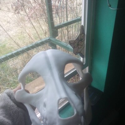 Toony Cat Feline Bone Skull Mask Movable Moving Hinge Jaw 3D Printed ...