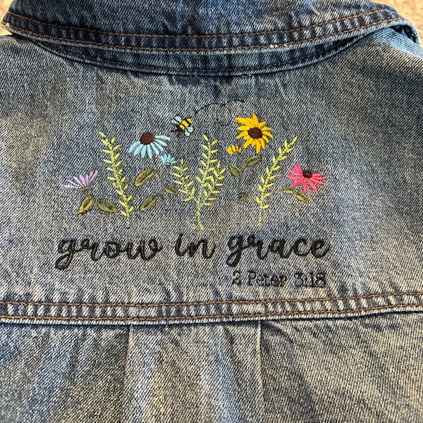 Grow in Grace Embroidery Design, Machine Embroidery Design, Instant ...