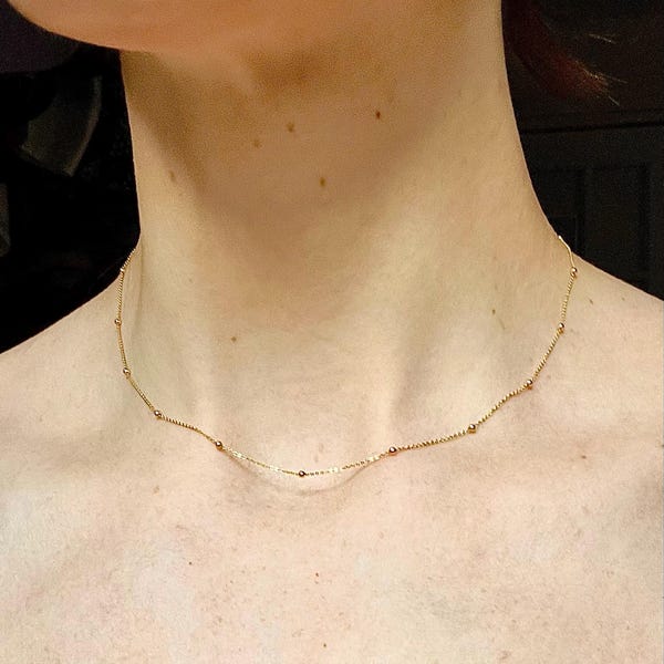 Gold Necklace, Solid Gold Chain, Tiny Gold Chain, Dainty Gold Chain ...