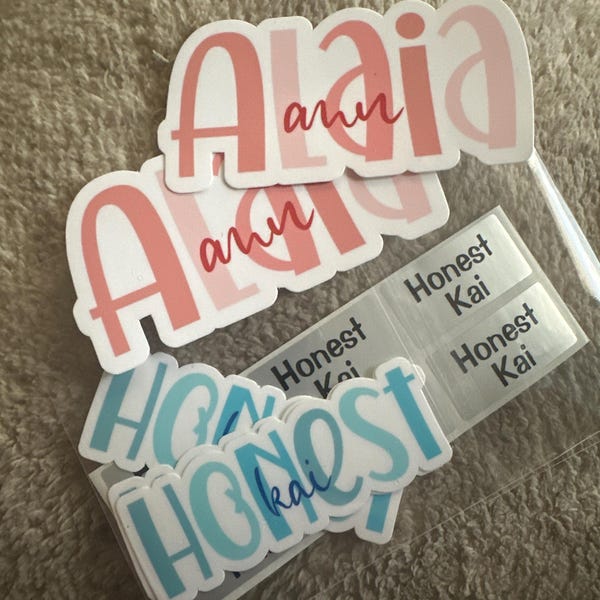 Personalized Name Stickers - Kids Name Labels, Laptop Bottle Stickers ...