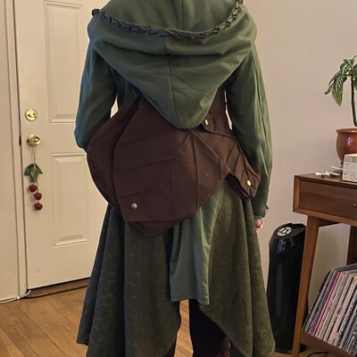 Leaf Backpack Book Messenger Bag Renaissance Fair Crossbody Purse Elven ...