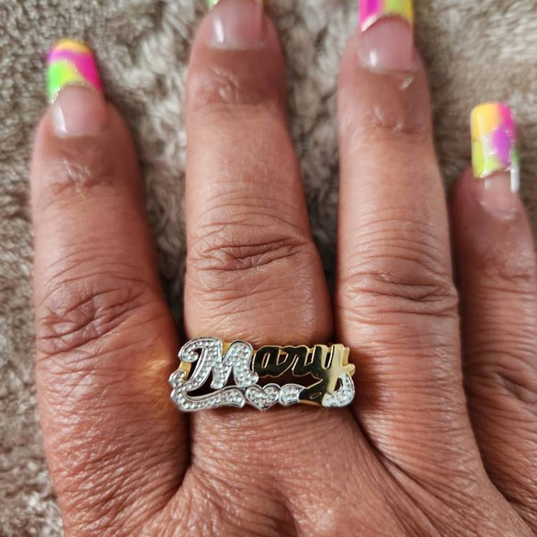 Personalized Name Ring | Diamond Cut | Personalized Ring | Free ...