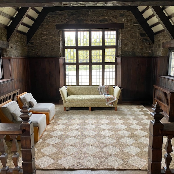 Hand Woven Seagrass Area Rug, Vintage Handmade Natural Straw Rug Rush ...