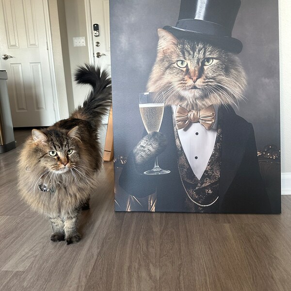 Custom Gentleman Dog Portrait, Dog Drink Wine Portrait, Gentleman Pet ...