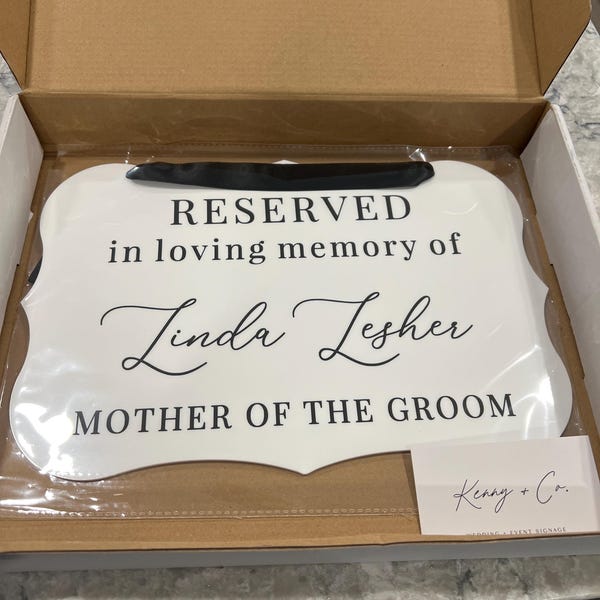 Reserved in Loving Memory Wedding Sign, Reserved Seat Sign, This Seat ...