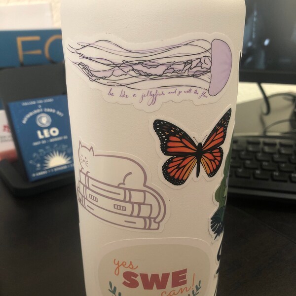 Black Floral Snake Sticker | Laptop Sticker | Waterproof Water Bottle ...