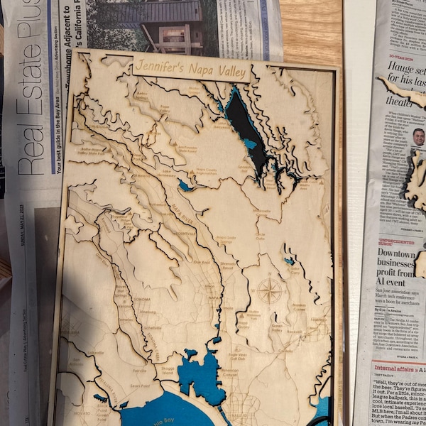 Digital File DXF, AI, SVG - New Zealand Map Wood Bathymatric Map ...