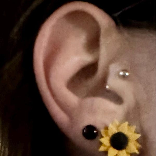 Pair Sunflower Ear Plugs, Floral Yellow Gauges, 8,10,12,14,16,18,20,22 ...