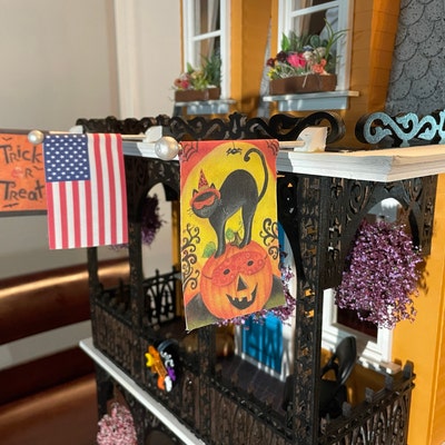 House Flag W/pole Dollhouse Miniature 1:12 Scale - Etsy