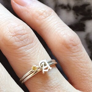 Dainty Initial Ring Custom Letter Ring in Sterling Silver | Etsy