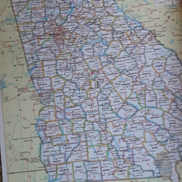 Georgia State Wall Map Large Print Poster - 24"x30" - Etsy