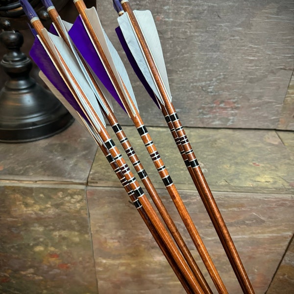 6 Hand Painted Port Orford Cedar Wood Arrows. WEIGHT MATCHED, 35-40 ...