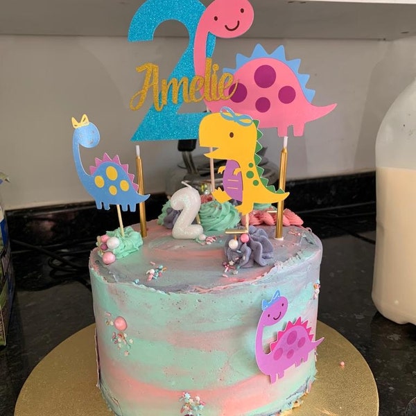 Personalised Princess Dinosaur Cake Topper ANY AGE NAME | Personalised ...