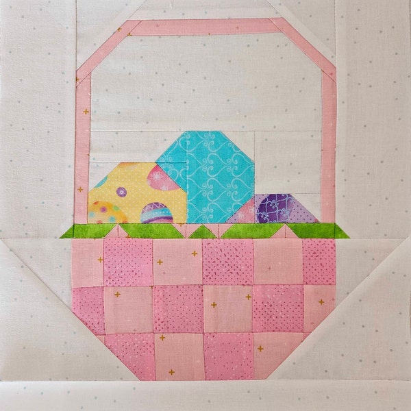 Easter Basket Spring Eggs Quilt Block PDF Pattern - Includes Instructions for 6 Inch, 12 Inch ...