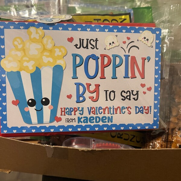 PRINTABLE Just POPPIN' BY to Say Happy Valentine's Day! Tag | Instant ...