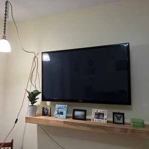 Modern Black Floating Shelf With LED Light, Thick Wall Shelf, Wooden ...