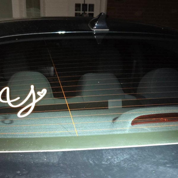 Decal | CUTE Single Initial Decal | Initial With Heart Loop Accent ...