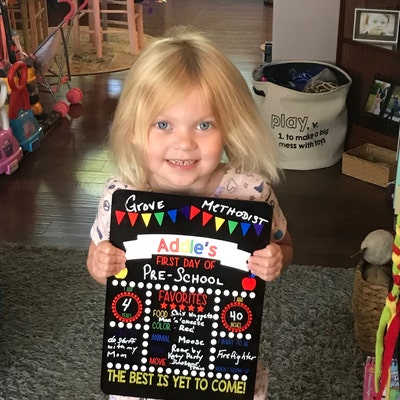 Preschool 1st Day of School, Rainbow First Day Reusable Sign, 1st Day ...