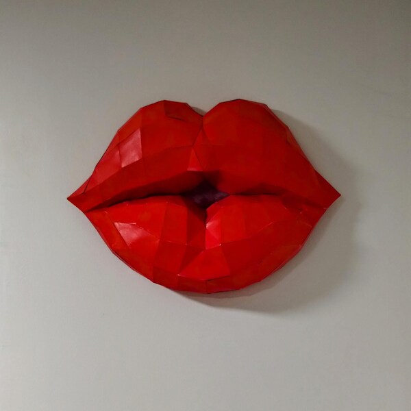 Papercraft 3D LIPS Mouth With Teeth/ Low Poly Lips/ Wall Decor for Home ...