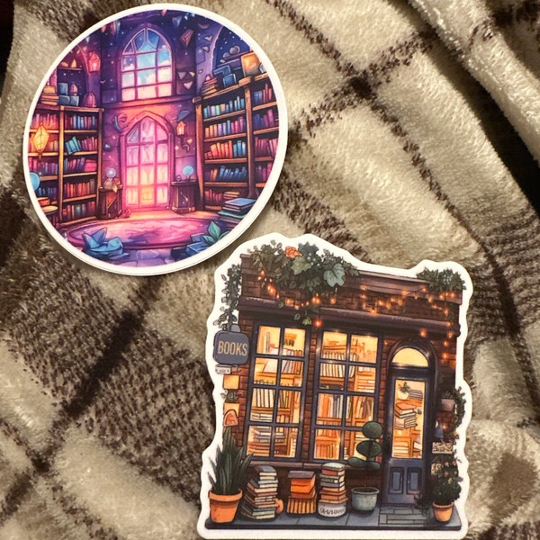 Fall Bookshop Sticker, Bookshelf Sticker, Autumn Bookstore Sticker ...