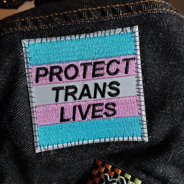 Protect Trans Lives Embroidered Patch • LGBTQ+ Pride Patch • Trans Flag ...
