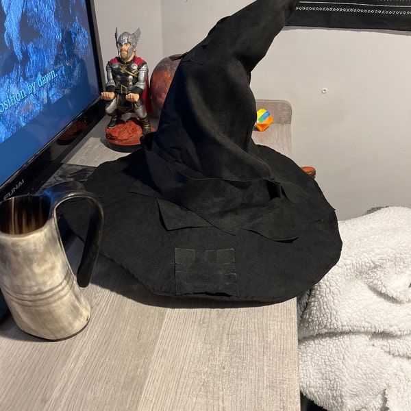 Unisex Adult Tattered Witch Wizard Scarecrow Hat Pointed Sorting ...