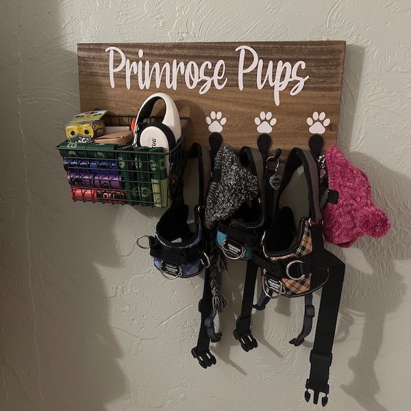 Handmade Pet Leash Organizer, Steel Basket & Hooks, Dog Mom Decor - Etsy