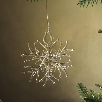 Handmade Clear Glass Snowflake Ornament Straight Tip Design - Etsy
