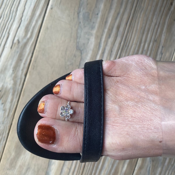 Pink Flamingo and Crystal Dangle Toe Ring, Stretch Elastic Toe Ring ...