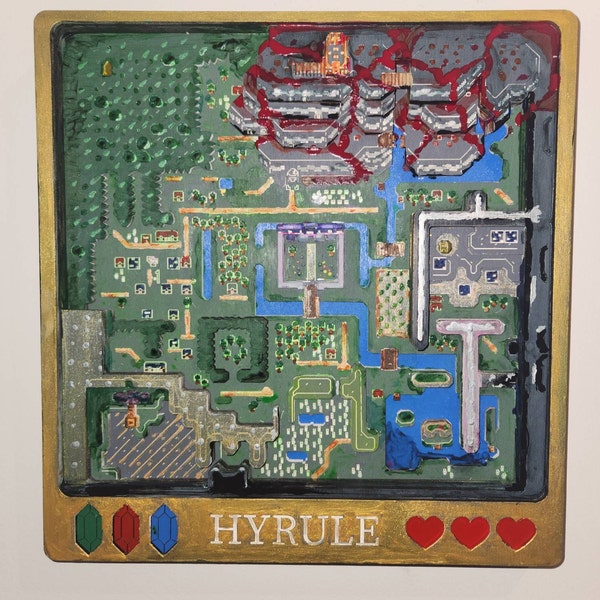 3D Hyrule Video Game Map Laser Cut Wood Multilayer Custom Decor ...