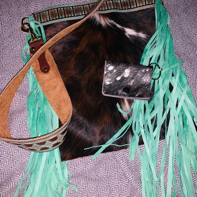 Double Fringe 15x15 Axis Print Cowhide Purse - Etsy