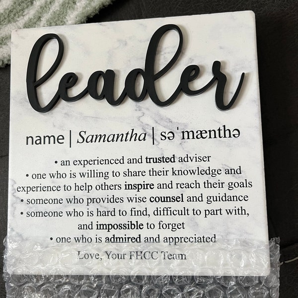 3D Marble Great Leader Definition Plaque With Stand, Thank You Mentor Sign, Boss Retirement ...