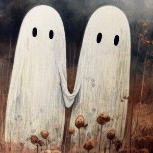 Ghosts Art Print, Halloween Art Print, Halloween Decor, Cute Ghosts in ...
