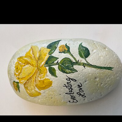 Painted Rocks, Flowers on Rocks, Rose Painted Rock, Blue Hydrangeas ...