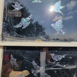 Rainbow Cloud Window Gems Static Window Clings Alert Birds | Etsy