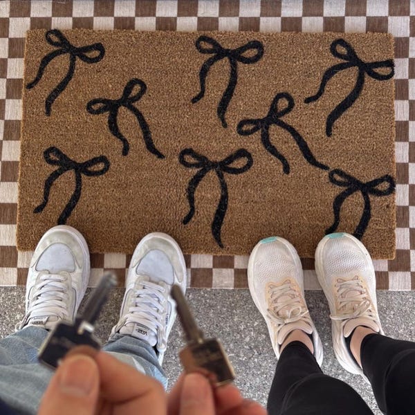 Black Coquette Bows Doormat | Cute Charming Rug | Housewarming Gift ...