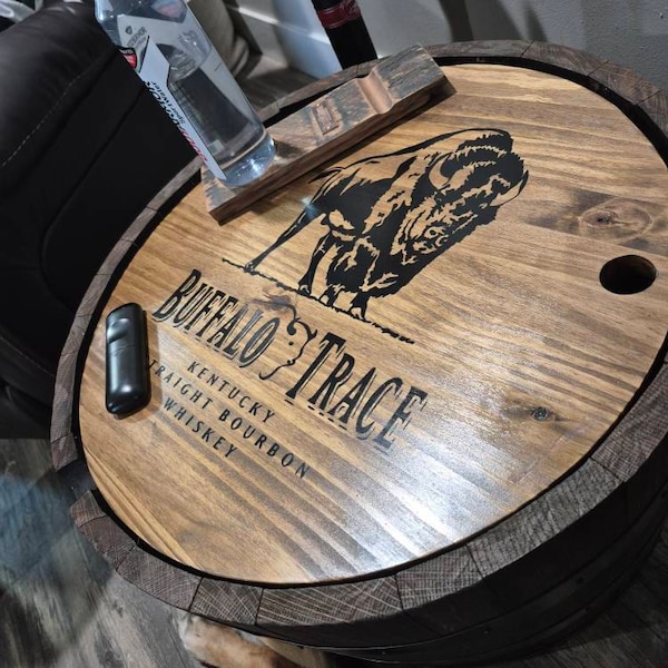 Whiskey Barrel Side Table With Storage: Bourbon Barrel Cabinet - Etsy