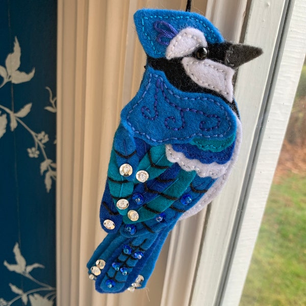 Blue Jay Sewing Pattern PDF - Backyard Bird Stuffed Ornament - Felt ...