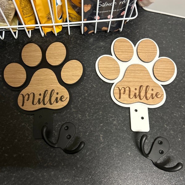 Personalised Dog Lead Hook | Dog Lead Holder | Dog Paw Print Lead ...