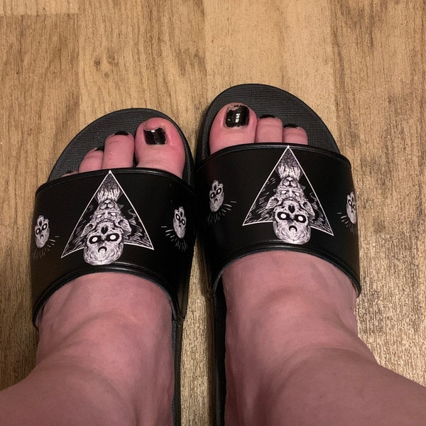 Skull Gothic Occult Cat Slippers Black and White Version-gothic ...