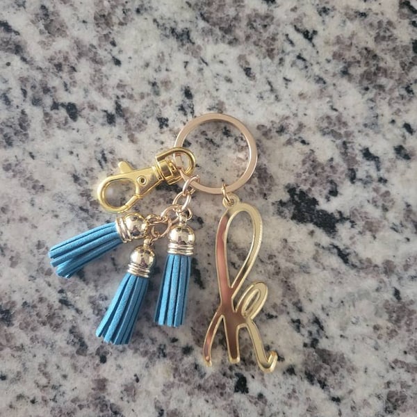 Individual Letter Keychain With Mini Tassels | Acrylic Initial Keychain ...