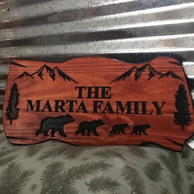 Outdoor Signs, Wooden Carved Cabin Sign, Pine Trees, Custom Wood Sign ...