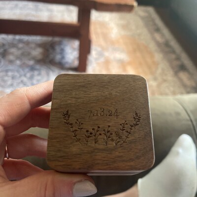 Custom Engraved Wedding Ceremony Ring Box, Personalized Square Ring Box ...