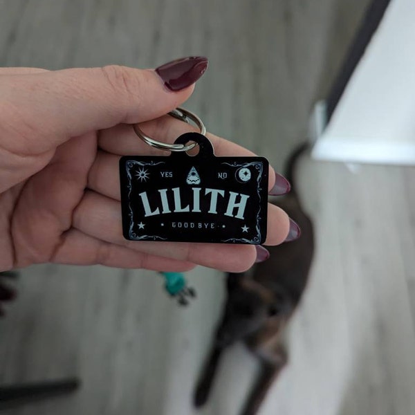 Witchy Pet ID Tag, Custom Personalized Dog or Cat Tags, Mystical Gothic ...
