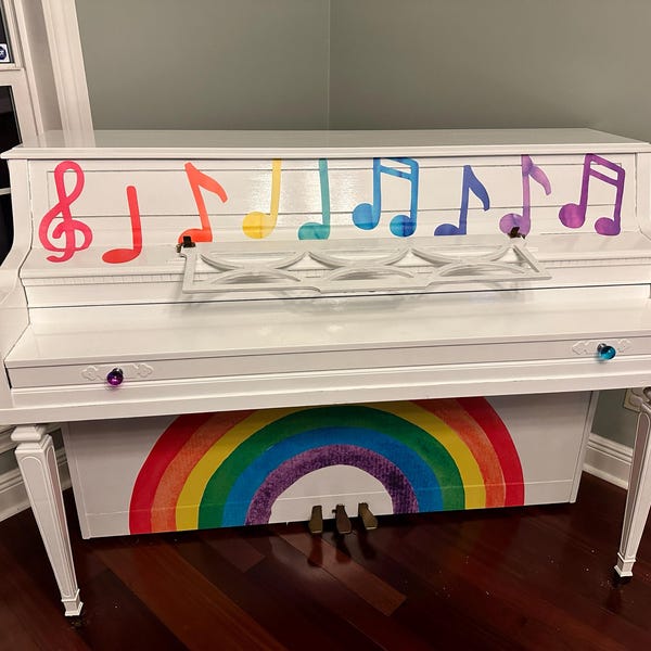 Rainbow Music Notes Wall Decal Set of 9 • Watercolor Colorful Musical ...