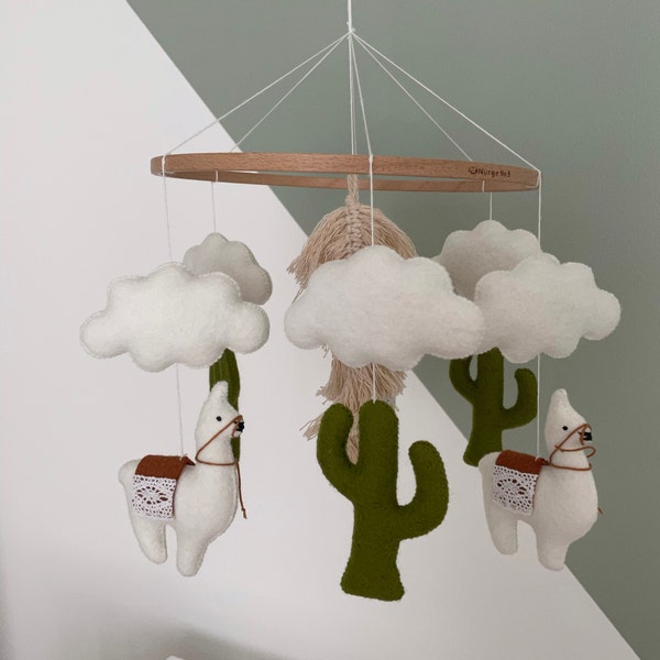 Baby Mobile Neutral, Boho Nursery, Baby Crib Mobile, Llama Cactus ...