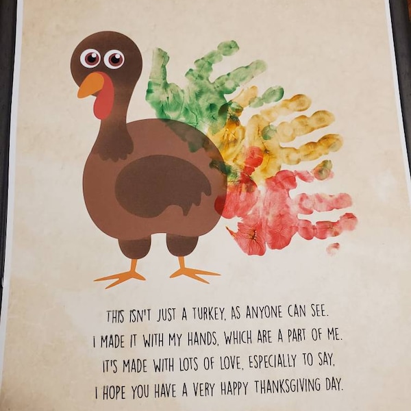 Turkey Handprint Art / Thanksgiving Fall Autumn Poem / Hands Craft DIY ...