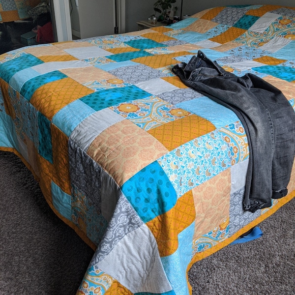 Big Block Quilt Pattern, Modern Mosaic, Big and Tall, Fat Quarter Throw ...